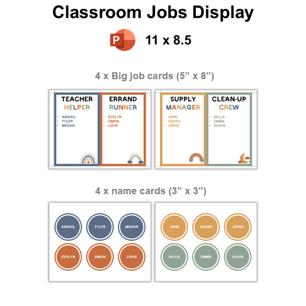 Classroom Jobs Display - Neutral Rainbow | Editable – kjunstudio