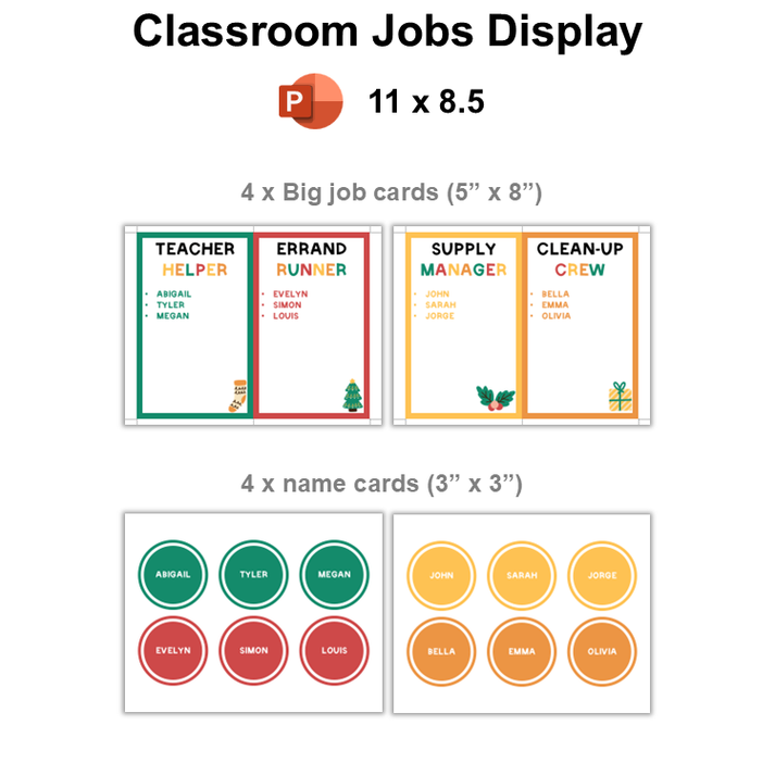 Classroom Jobs Display - Cute Christmas | Editable – kjunstudio