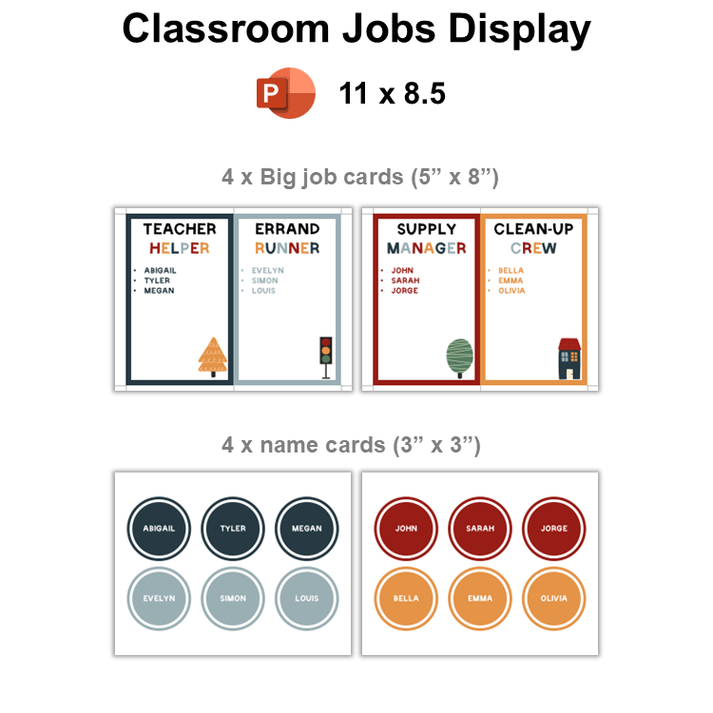 Classroom Jobs Display - Little Town | Editable – kjunstudio