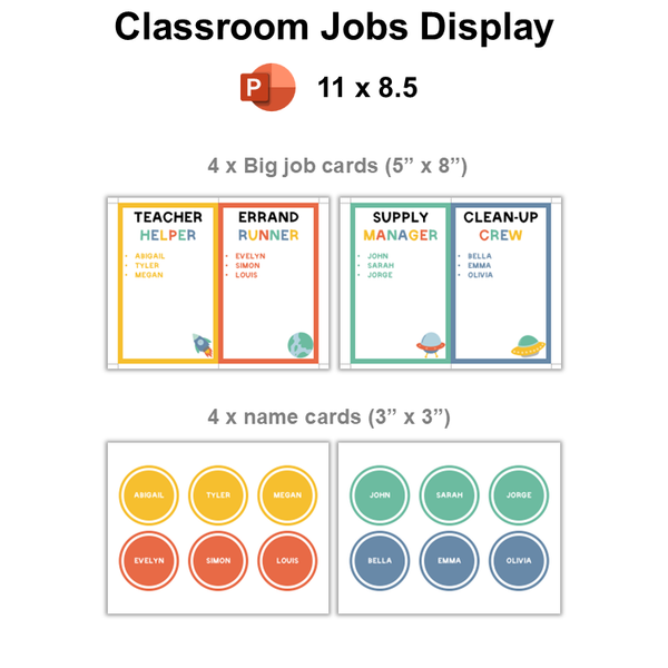 Classroom Jobs Display - Space | Editable – kjunstudio