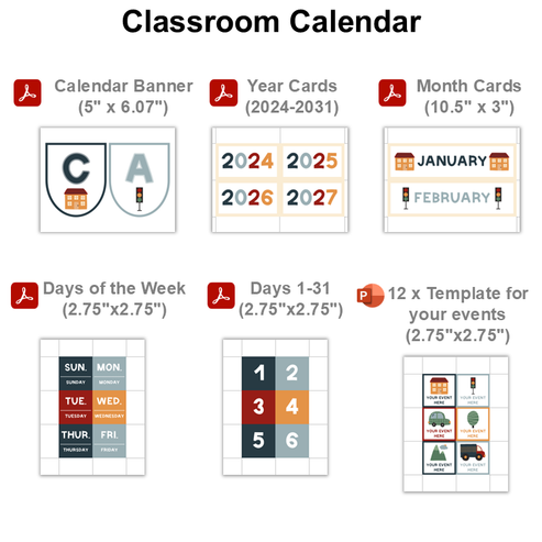 Classroom Calendar - Little Town | Editable – kjunstudio