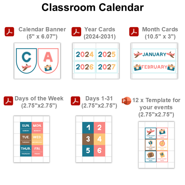 Classroom Calendar - Travel the World | Editable – kjunstudio