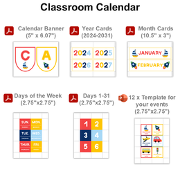 Classroom Calendar - Cute Transportation | Editable – kjunstudio