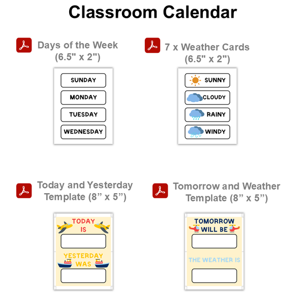 Classroom Calendar - Cute Transportation | Editable – kjunstudio