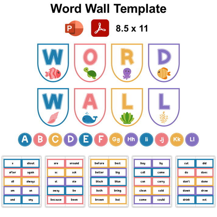 Word Wall Template - Under the Sea | Editable – kjunstudio