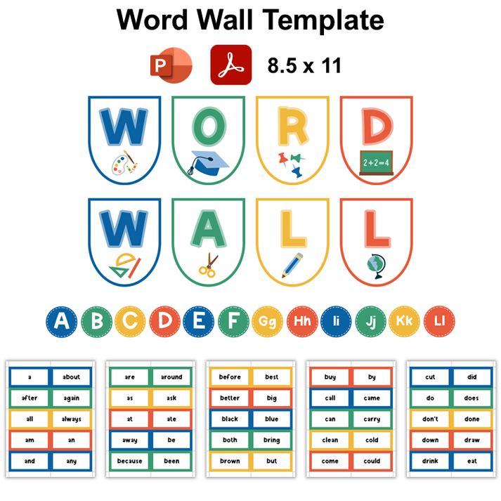 Word Wall Template - School Supplies | Editable – kjunstudio
