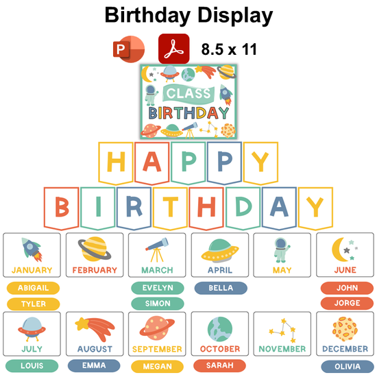 Birthday Display - Space | Editable – kjunstudio