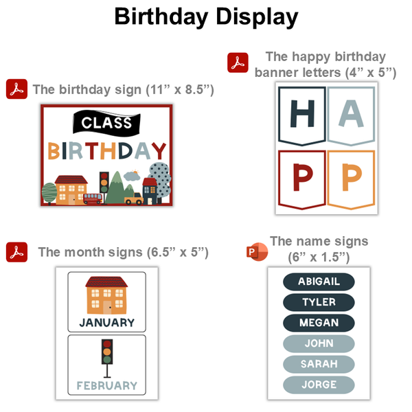 Birthday Display - Little Town | Editable – kjunstudio