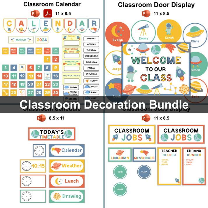 Classroom Decor Bundle - Space | Editable – kjunstudio