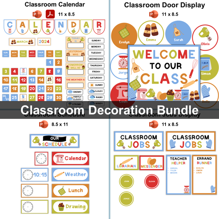 Classroom Decor Bundle - Colorful Baking | Editable – kjunstudio