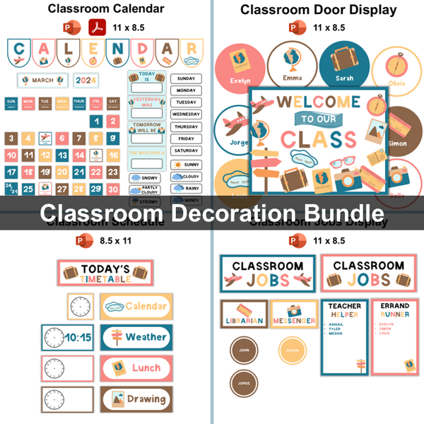 Classroom Decor Bundle - Travel the World | Editable – kjunstudio