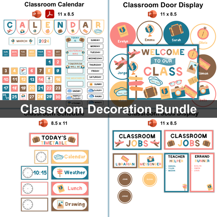 Classroom Decor Bundle - Travel the World | Editable – kjunstudio
