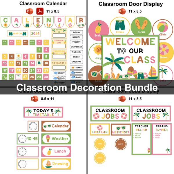 Classroom Decor Bundle - Hello Summer | Editable – kjunstudio