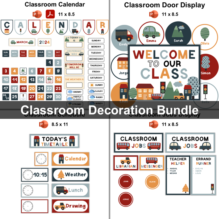 Classroom Decor Bundle - Little Town | Editable – kjunstudio