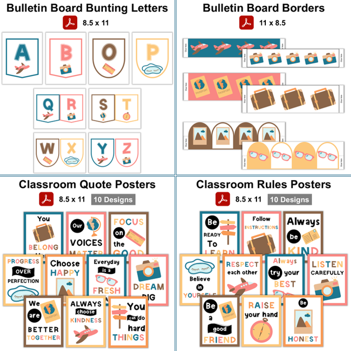 Classroom Decor Bundle - Travel the World | Editable – kjunstudio