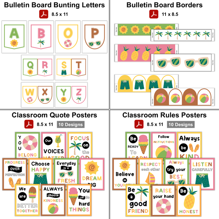 Classroom Decor Bundle - Hello Summer | Editable – kjunstudio