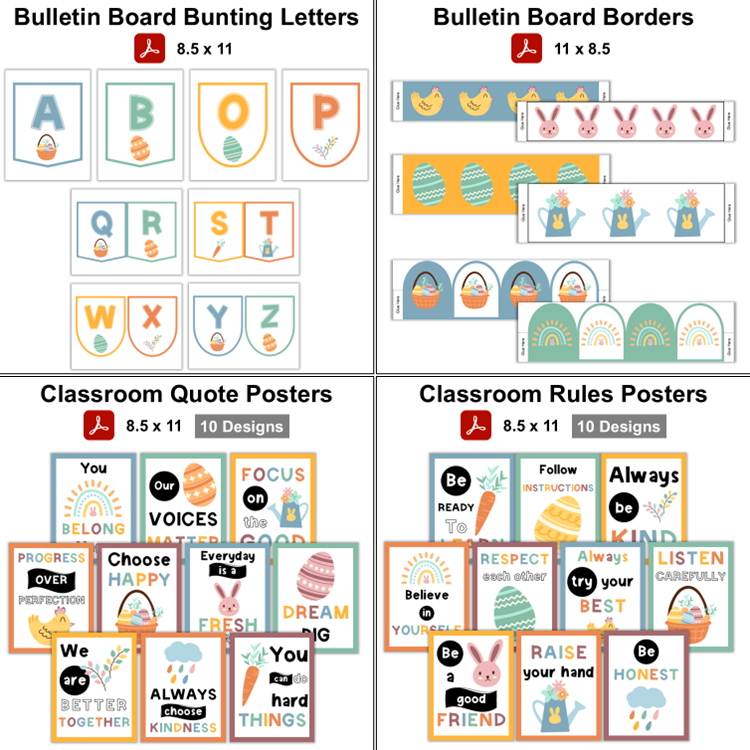 Classroom Decor Bundle - Happy Easter | Editable – kjunstudio