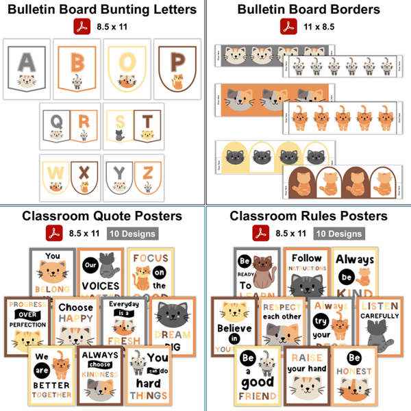 Classroom Decor Bundle - Little Cat | Editable – kjunstudio