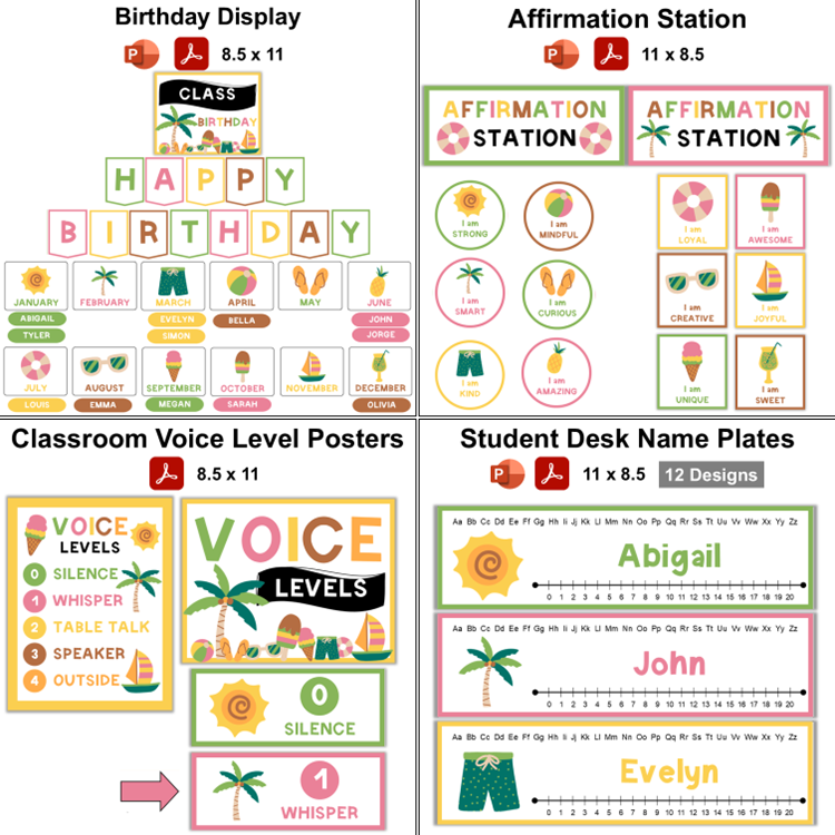 Classroom Decor Bundle - Hello Summer | Editable – kjunstudio