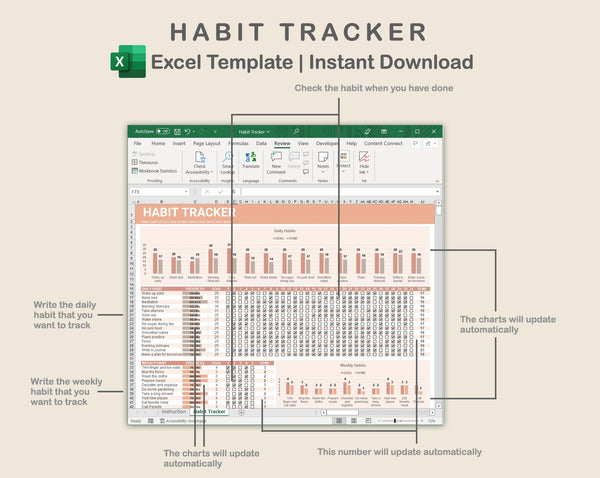 Excel - Habit Tracker - Neutral – kjunstudio