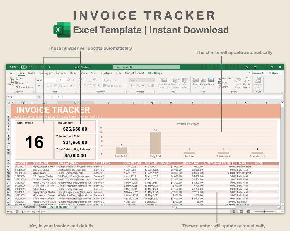Excel - Invoice Tracker - Neutral – kjunstudio