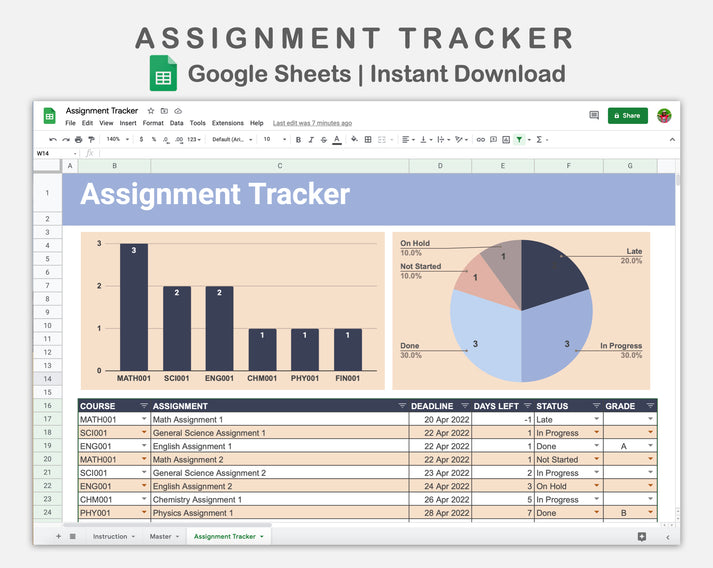 Google Sheets - Assignment Tracker - Sweet – kjunstudio