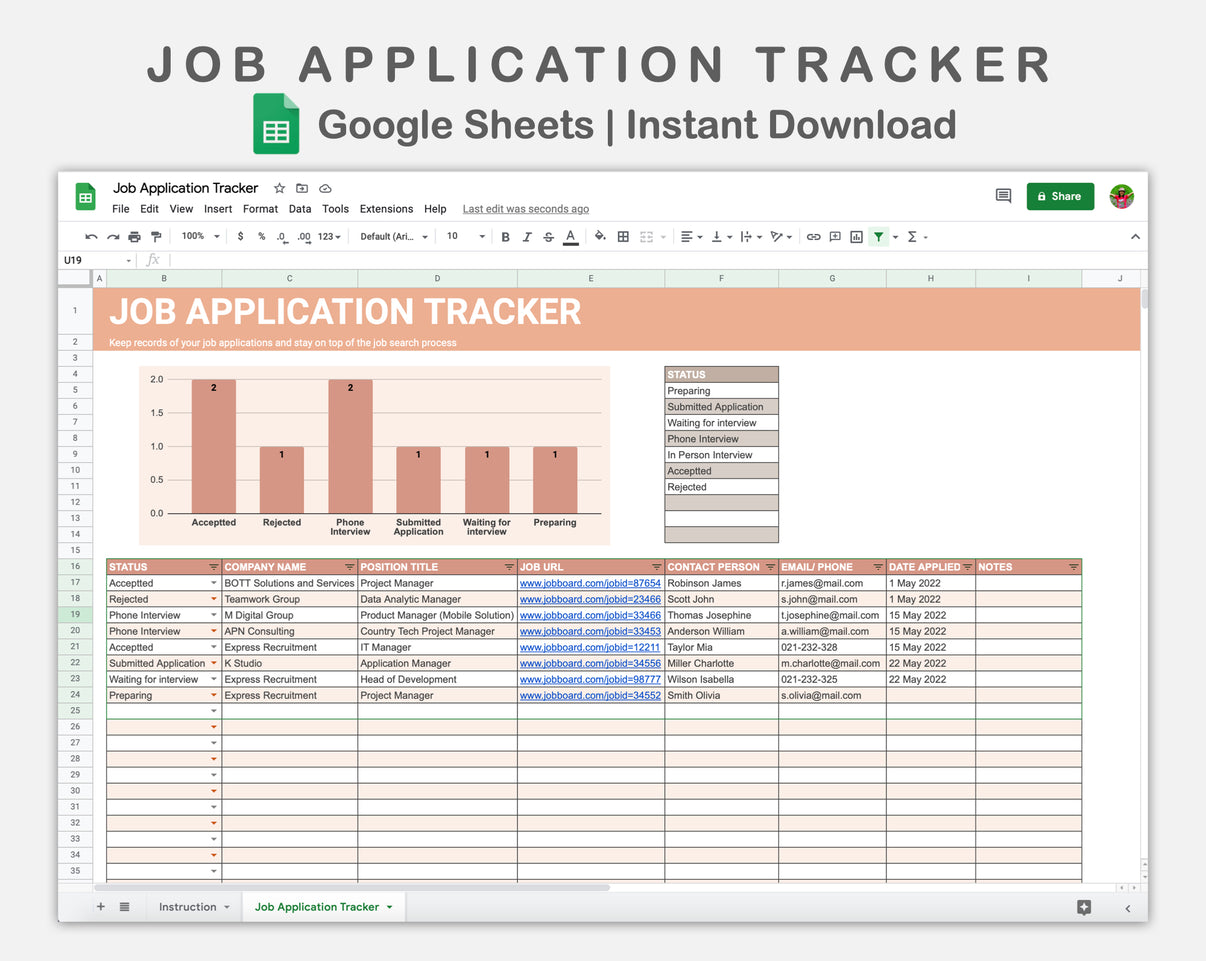 Google Sheets - Job Application Tracker - Neutral – kjunstudio