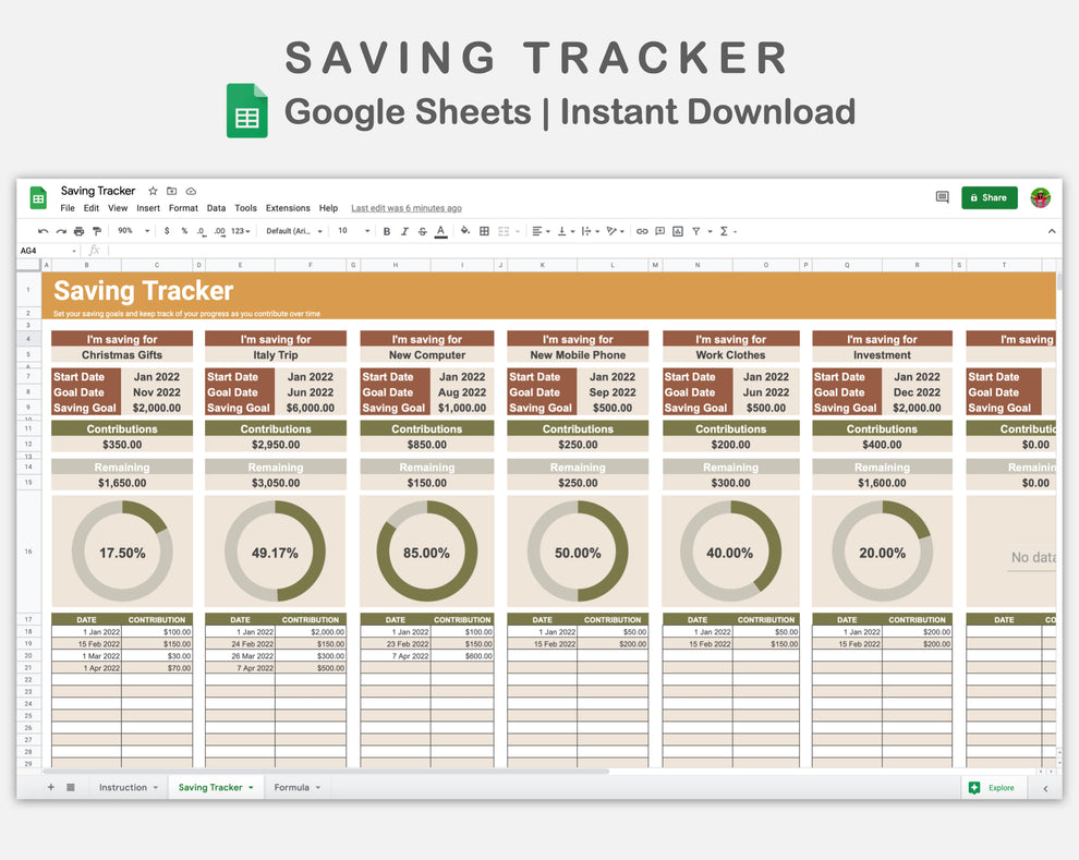 Google Sheets - Savings Tracker - Boho – kjunstudio
