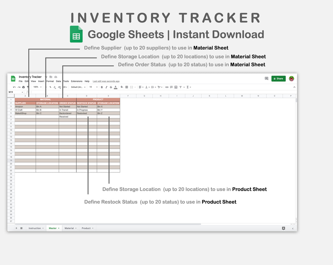 Google Sheets - Inventory Tracker - Neutral – kjunstudio