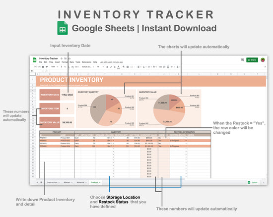 Google Sheets - Inventory Tracker - Neutral – kjunstudio