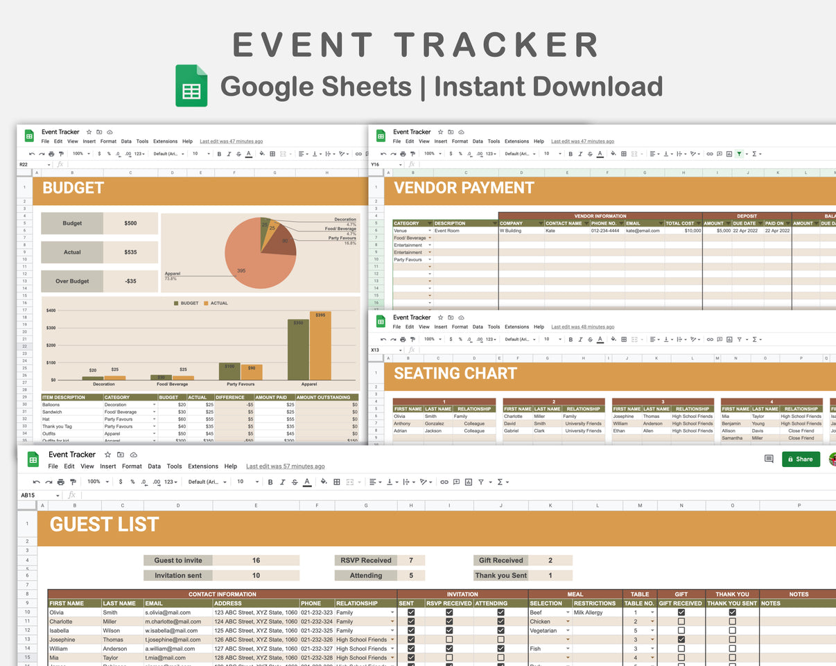 Google Sheets - Event Planner - Boho – kjunstudio