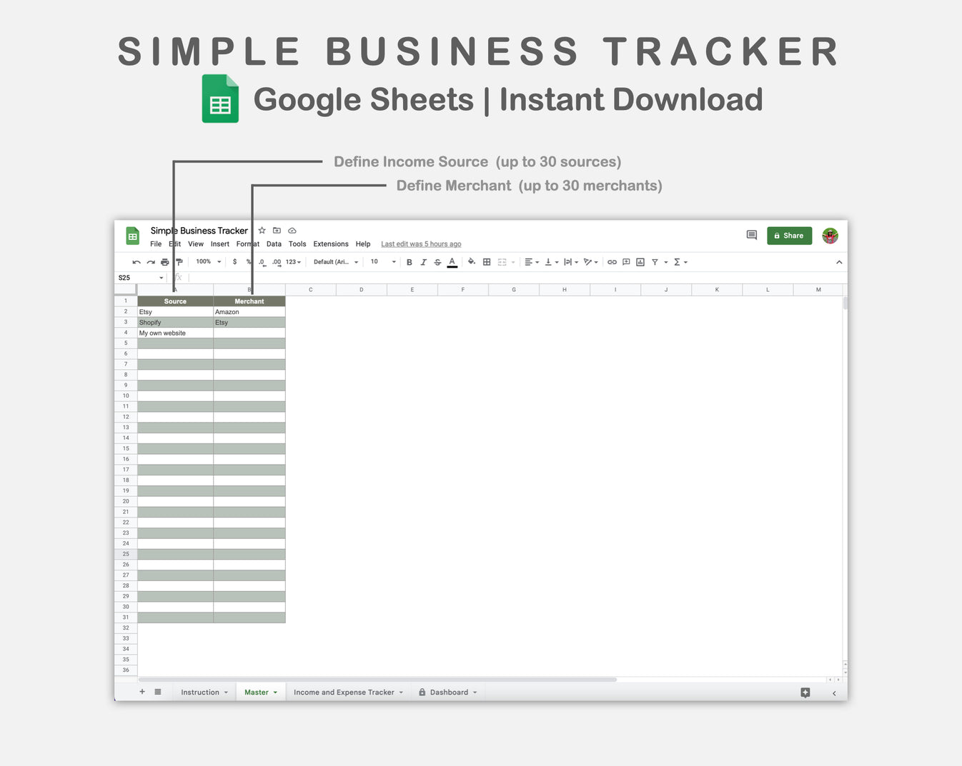 Google Sheets - Simple Business Tracker - Earthy – kjunstudio