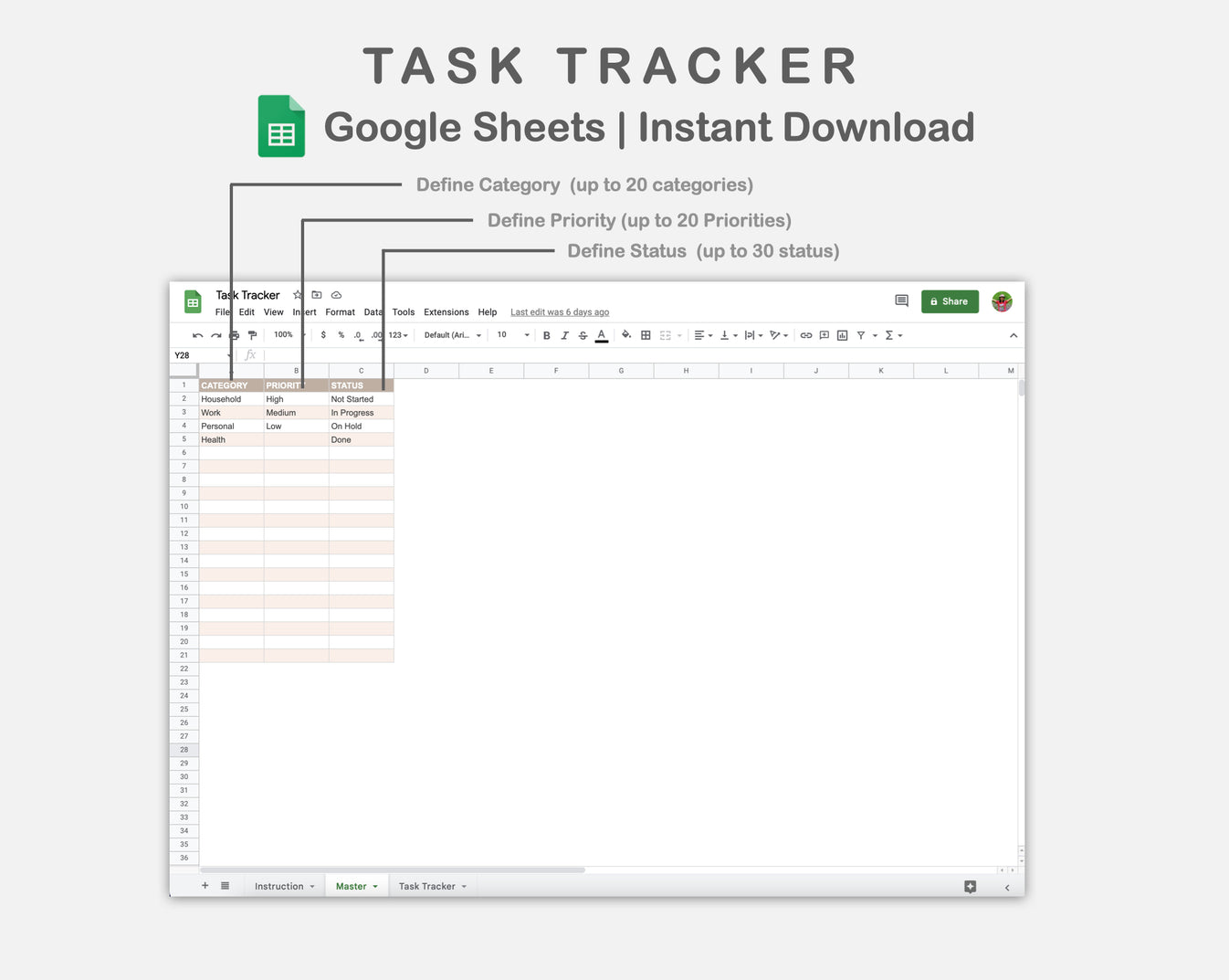 Google Sheets - Task Tracker - Neutral – kjunstudio