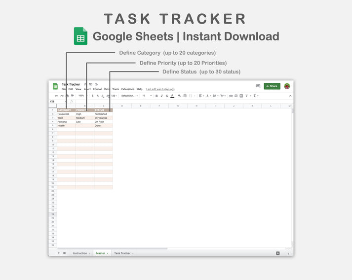 Google Sheets - Task Tracker - Neutral – kjunstudio