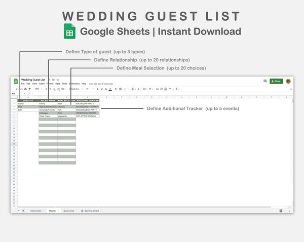 Google Sheets - Wedding Guest List - Earthy – kjunstudio