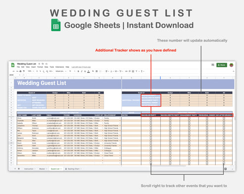 Google Sheets - Wedding Guest List - Sweet – kjunstudio
