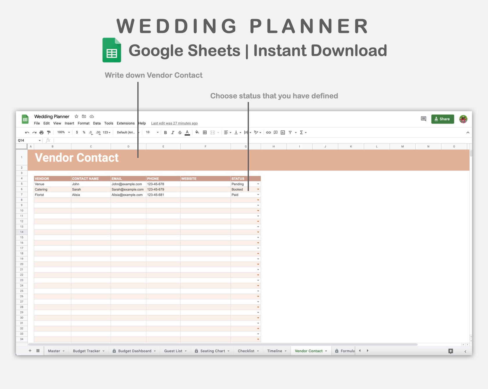 Google Sheets - Wedding Planner - Neutral – kjunstudio