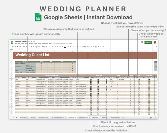 Google Sheets - Wedding Planner - Earthy – kjunstudio