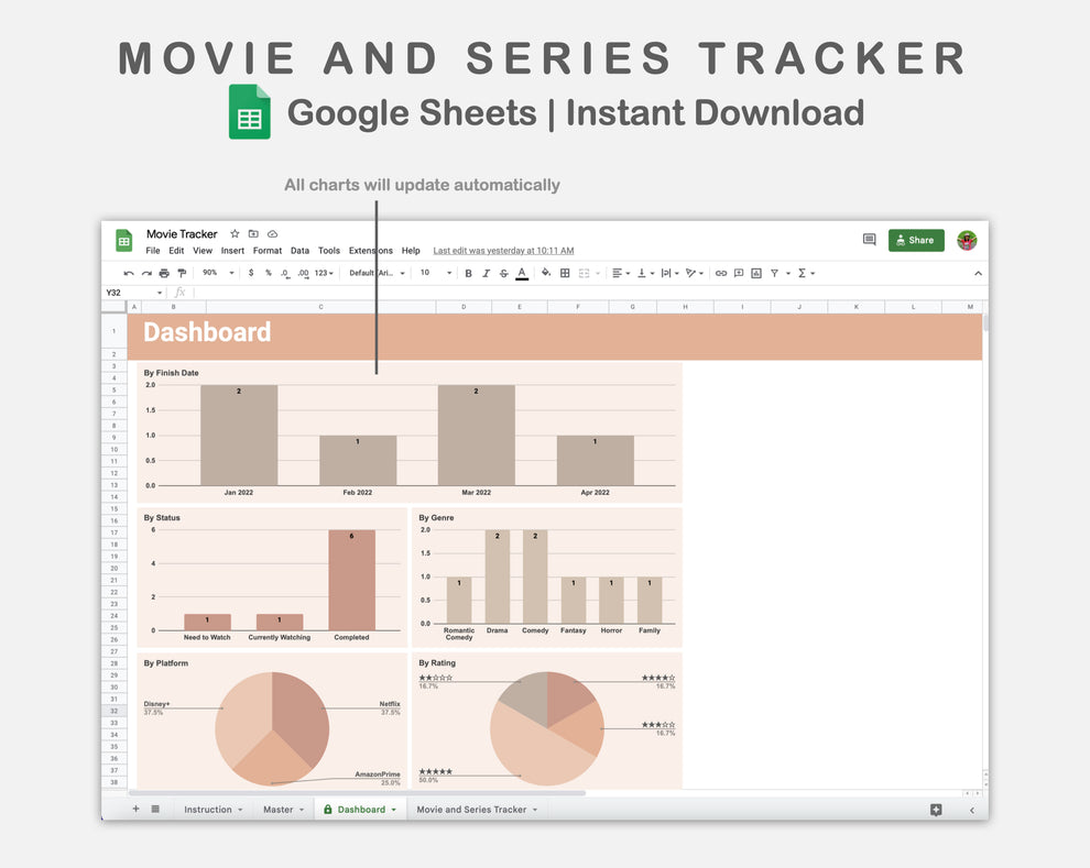 Google Sheets - Movie and Series Tracker - Neutral – kjunstudio