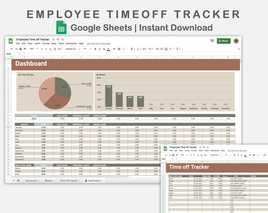 Google Sheets - Employee Time off Tracker - Earthy – kjunstudio