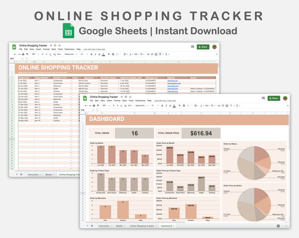 Google Sheets - Online Shopping Tracker - Neutral – kjunstudio