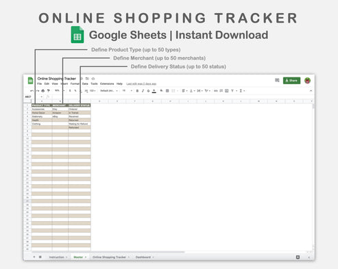Google Sheets - Online Shopping Tracker - Earthy – kjunstudio