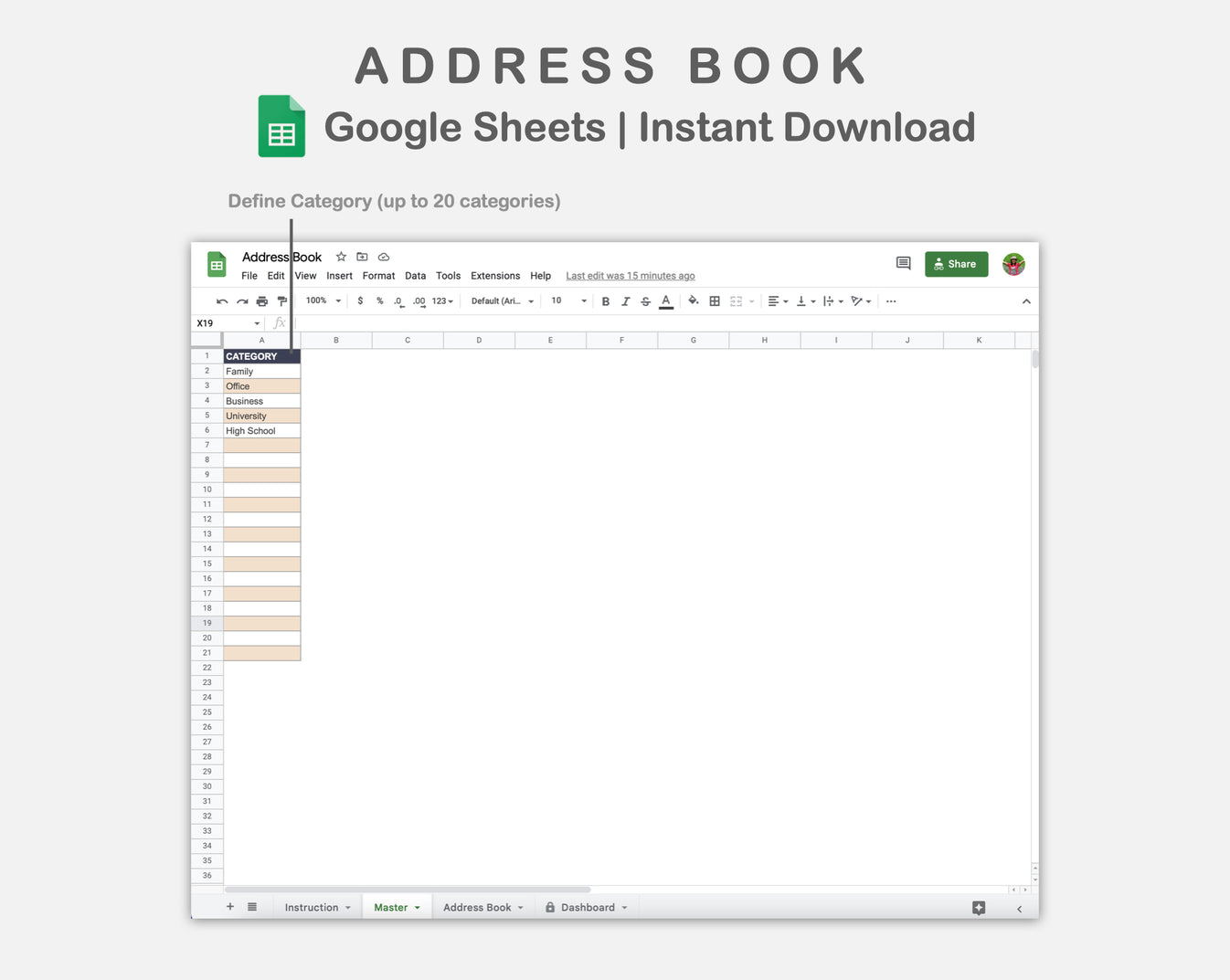 Google Sheets - Address Book - Sweet – kjunstudio