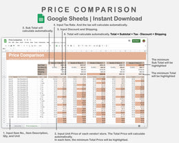 Google Sheets - Price Comparison - Neutral – kjunstudio