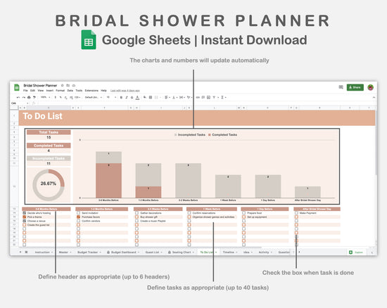 Google Sheets - Bridal Shower Planner - Neutral – kjunstudio