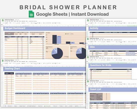Google Sheets - Bridal Shower Planner - Sweet – kjunstudio