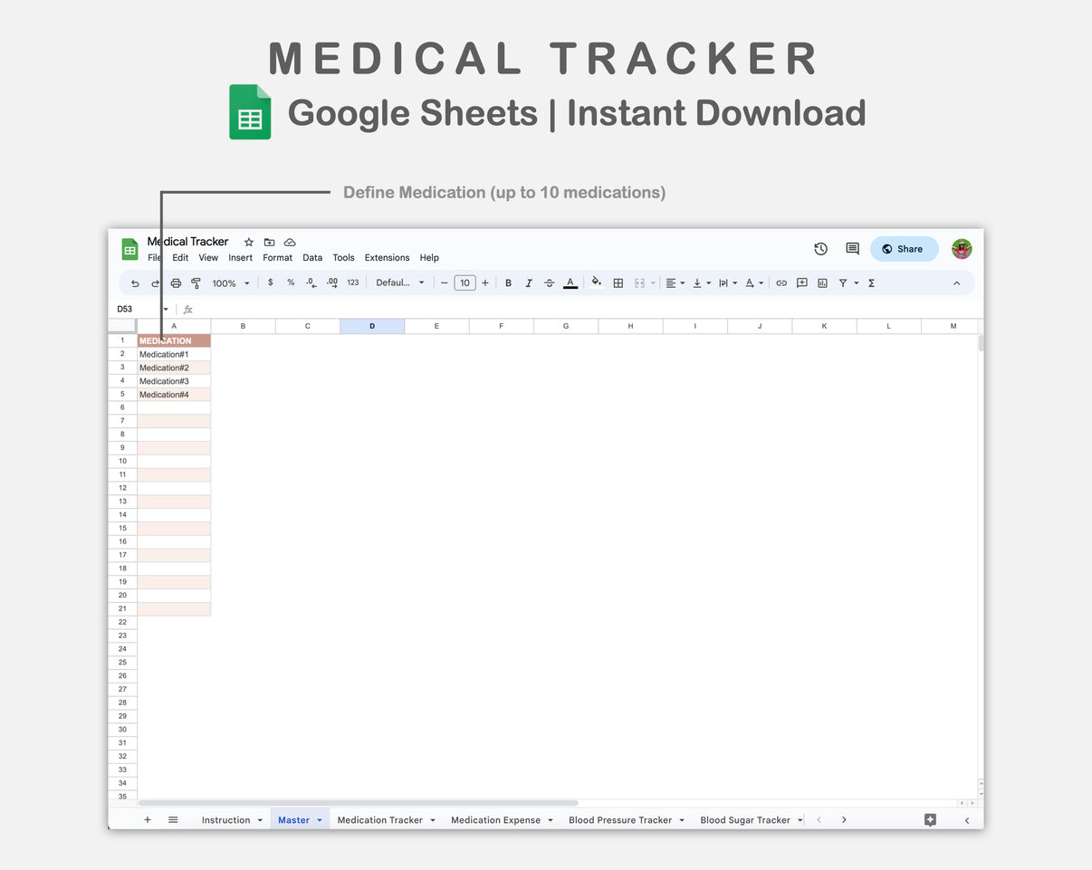 Google Sheets - Medical Tracker - Neutral – kjunstudio