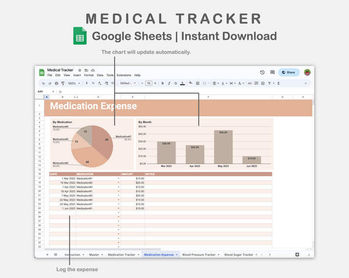 Google Sheets - Medical Tracker - Neutral – kjunstudio