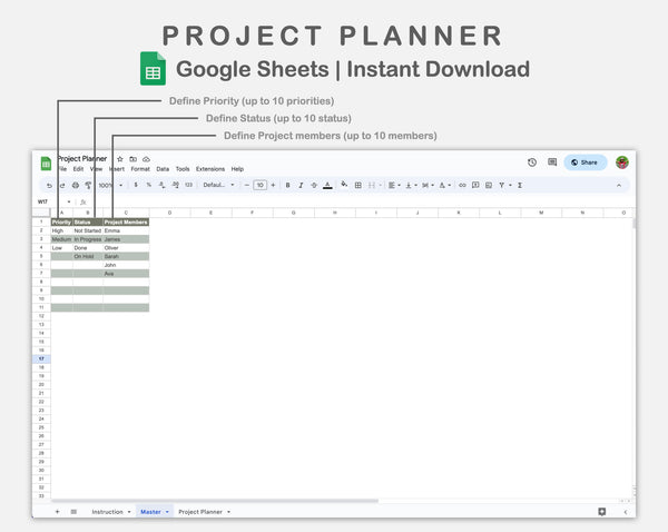 Google Sheets - Project Planner - Earthy – kjunstudio