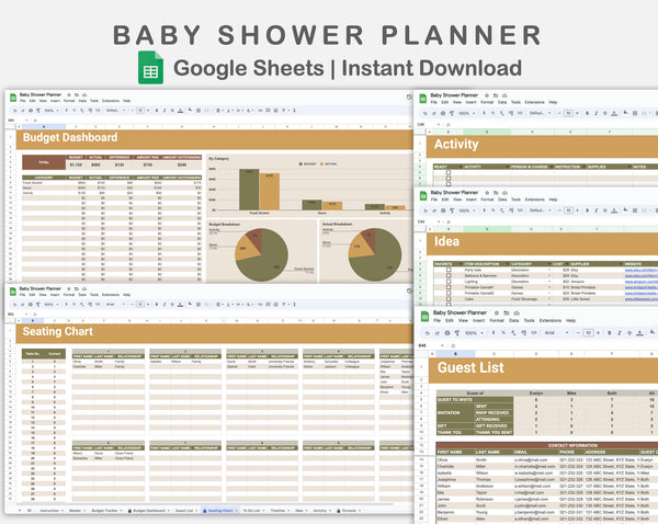 Google Sheets - Baby Shower Planner - Boho – kjunstudio
